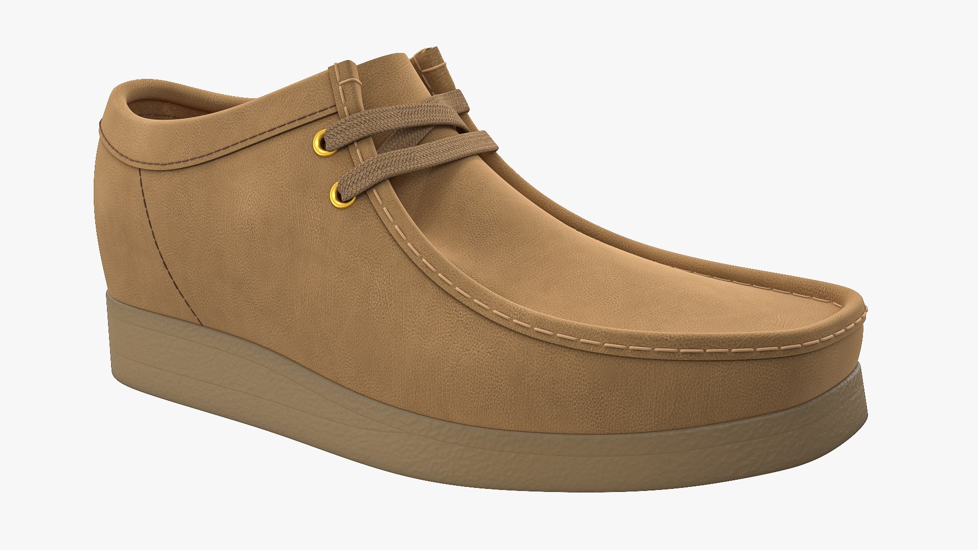 3D Model Clarks Wallabee Mid Tan Leather - TurboSquid 2222372
