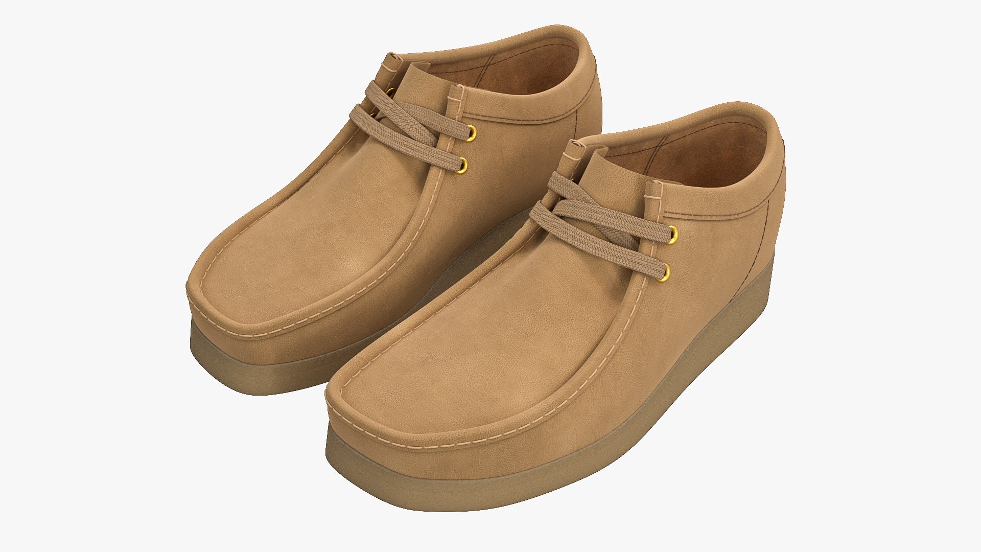 3D Model Clarks Wallabee Mid Tan Leather - TurboSquid 2222372