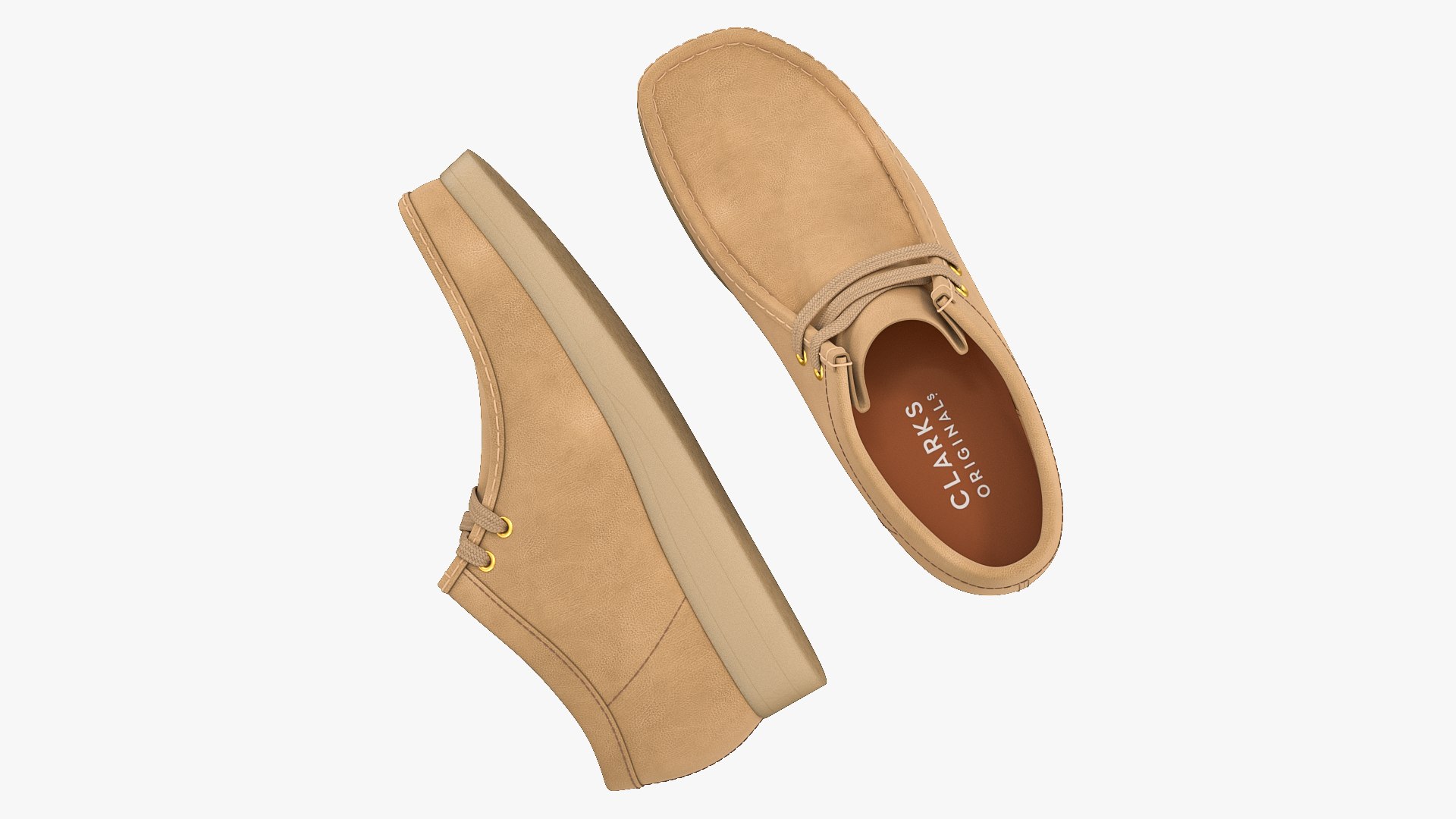 3D Model Clarks Wallabee Mid Tan Leather - TurboSquid 2222372