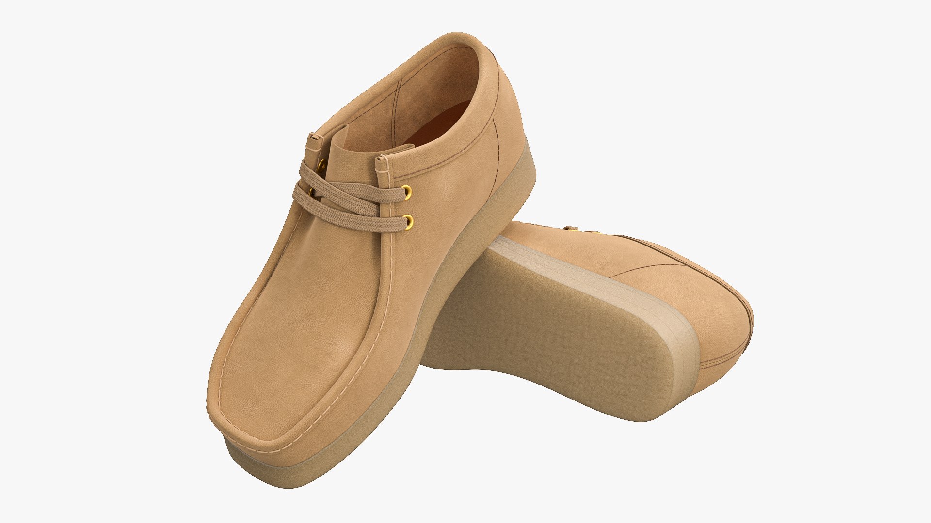3D Model Clarks Wallabee Mid Tan Leather - TurboSquid 2222372