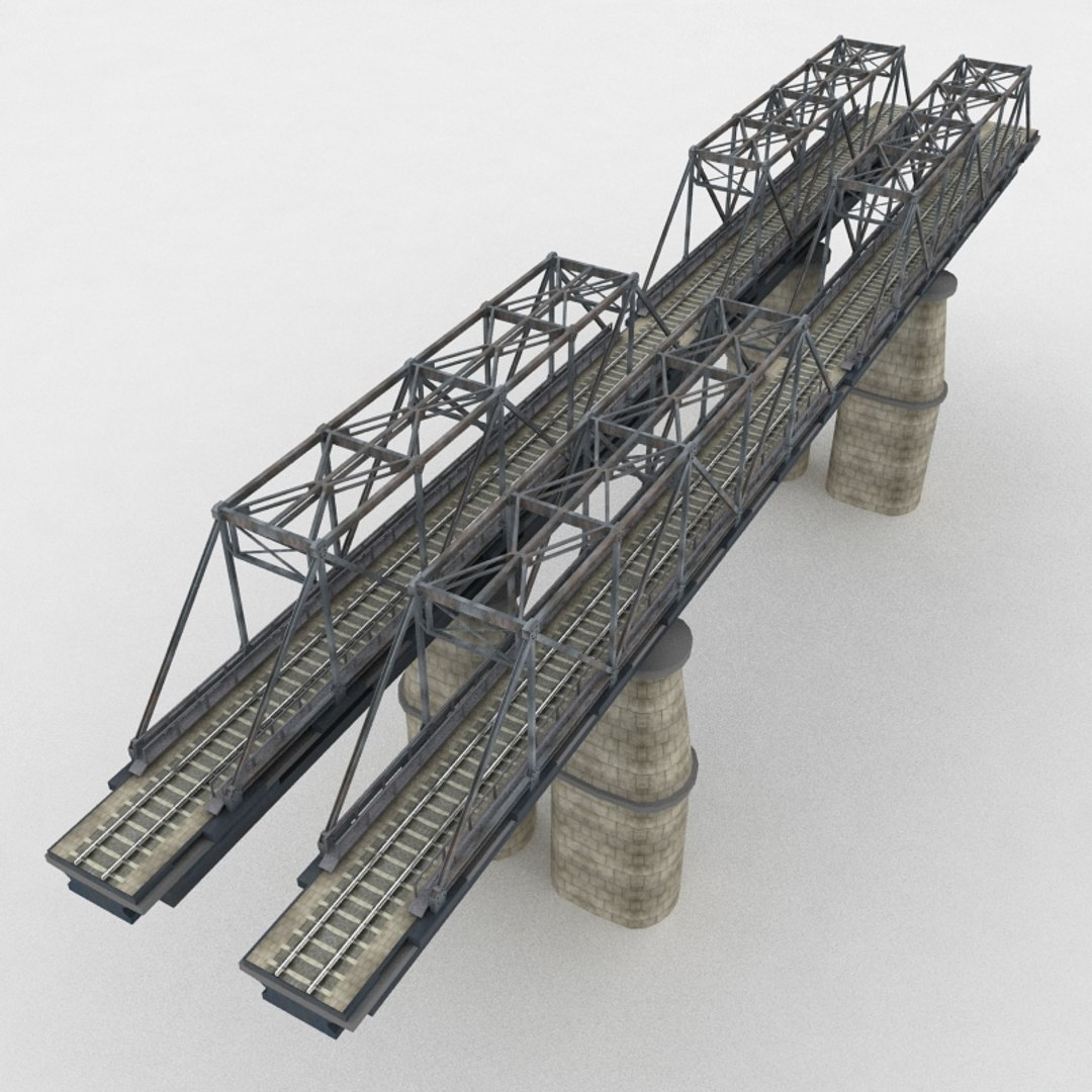 Reinforced Concrete Bridge Trains 3d Ma