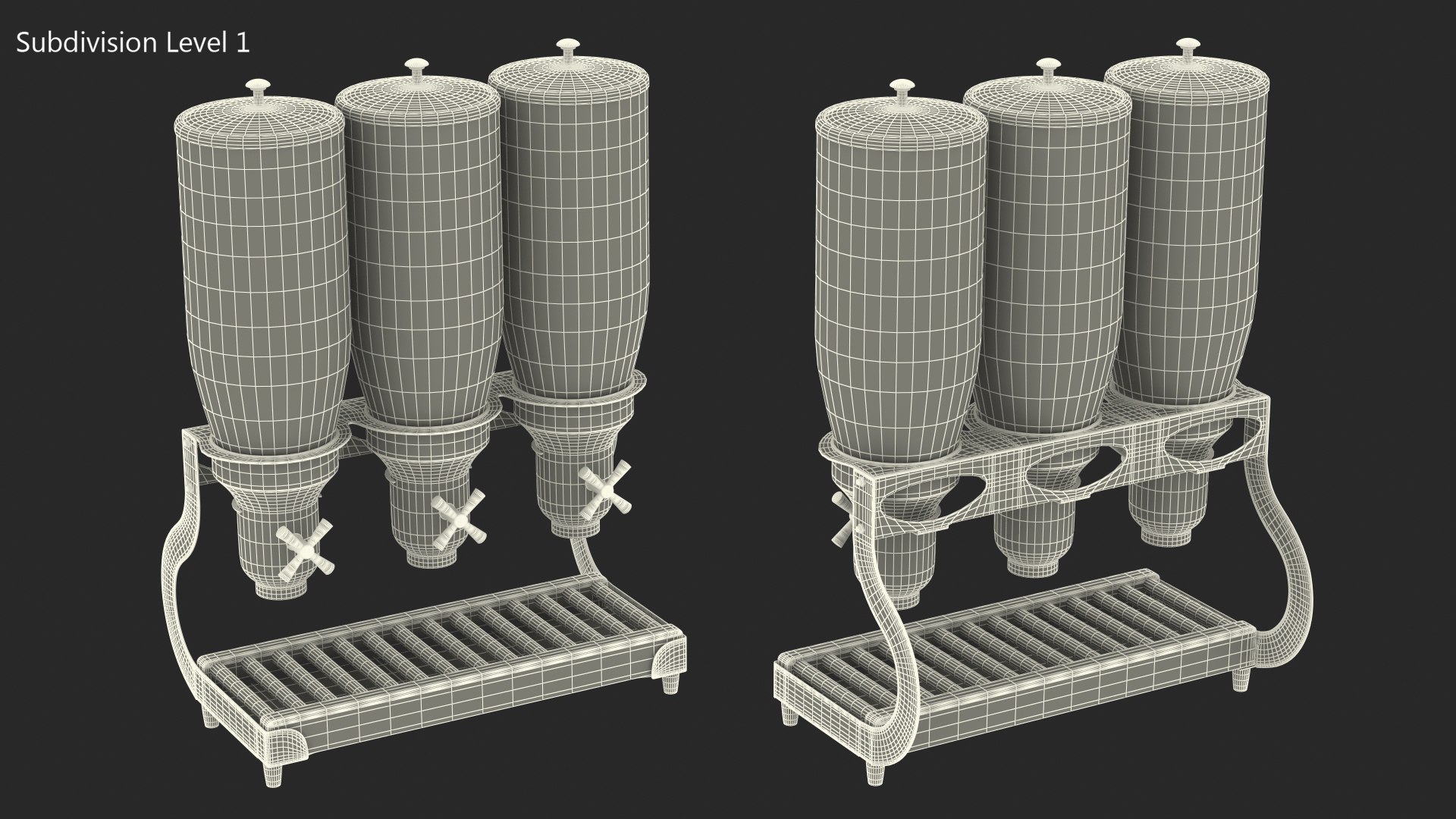 3D Triple Dispenser Dry Food Metal Base - TurboSquid 1956016