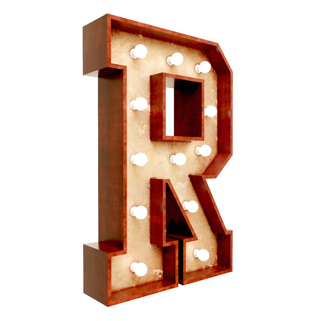3D Marquee R Wooden Glow Sign - TurboSquid 1976006