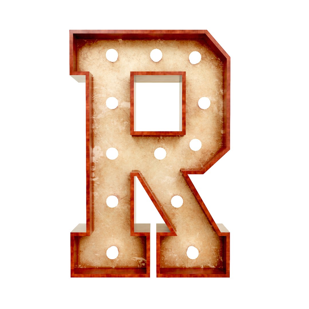 3D Marquee R Wooden Glow Sign - TurboSquid 1976006