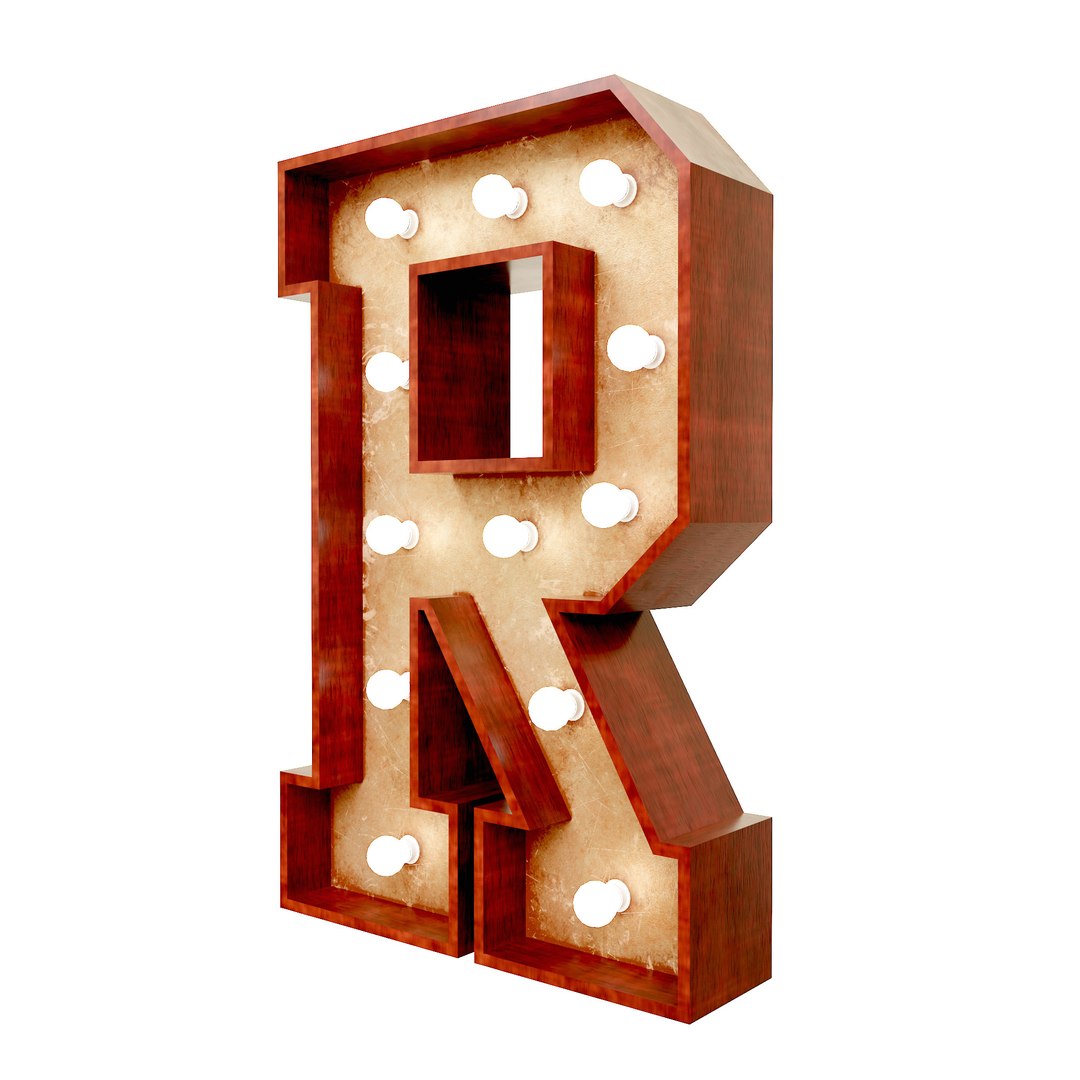 3D Marquee R Wooden Glow Sign - TurboSquid 1976006