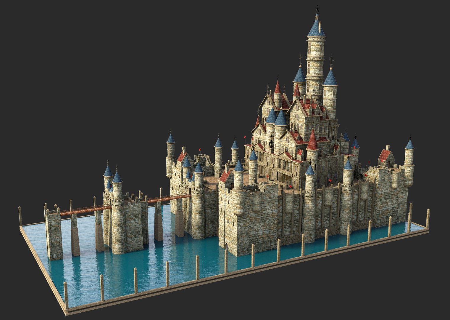 3D Castle Water Bridge Model - TurboSquid 2225258