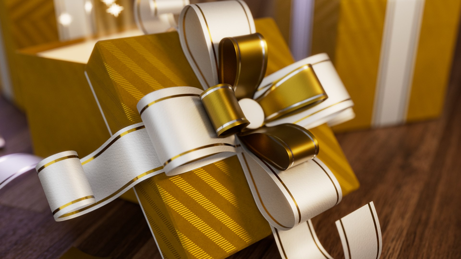 Golden Gift Boxes - Maya File - Vray 3D Model - TurboSquid 2295330
