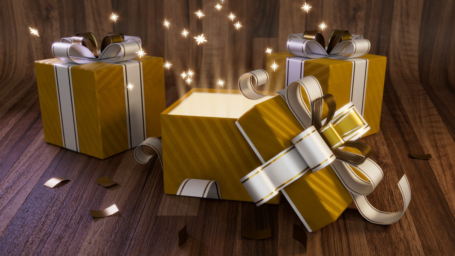 Golden Gift Boxes - Maya File - Vray 3D Model - TurboSquid 2295330