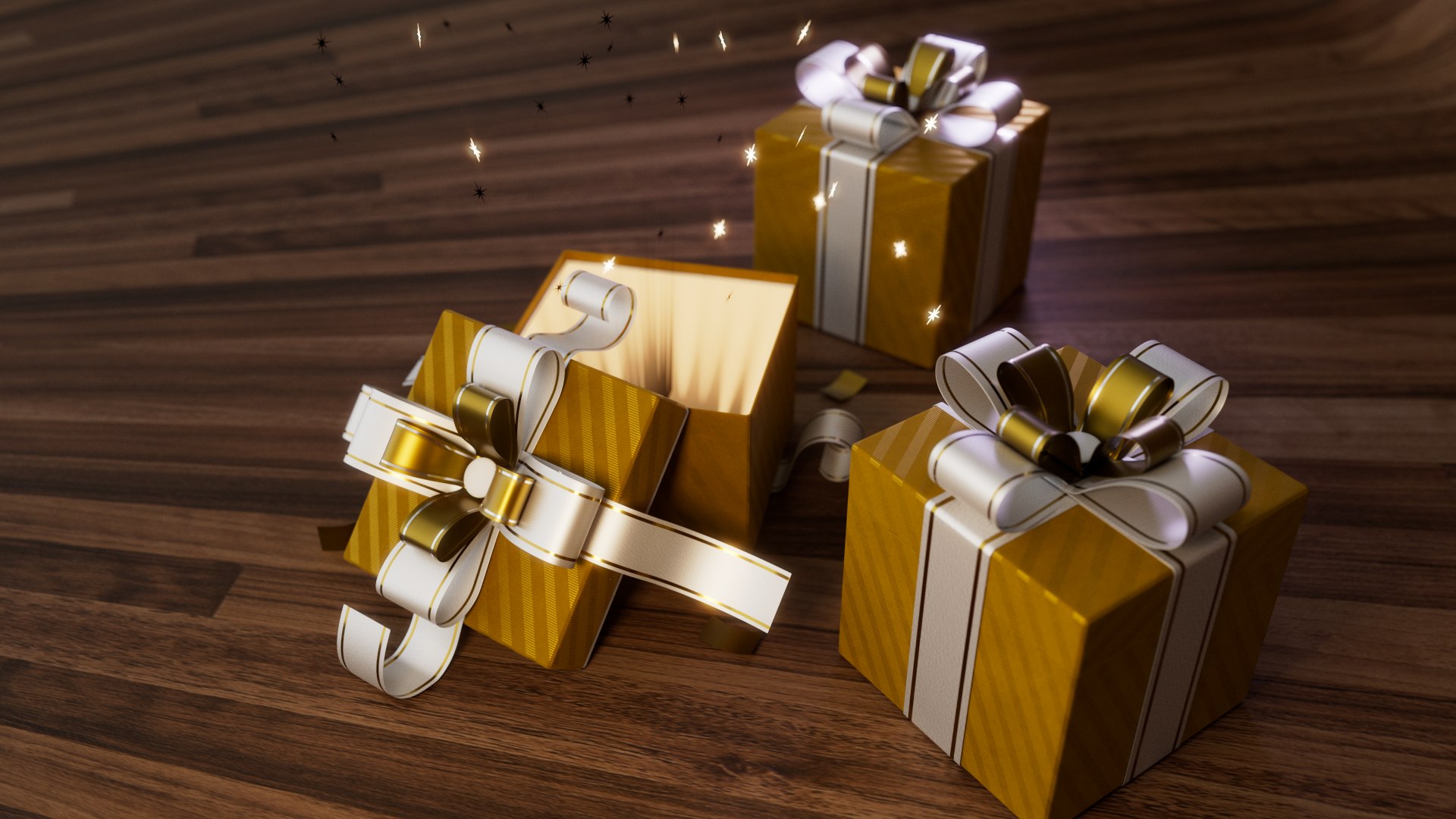 Golden Gift Boxes - Maya File - Vray 3D Model - TurboSquid 2295330
