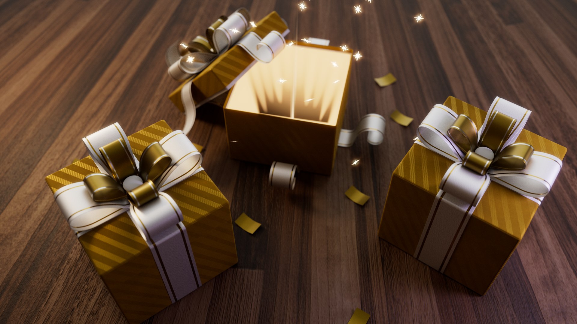 Golden Gift Boxes - Maya File - Vray 3D Model - TurboSquid 2295330