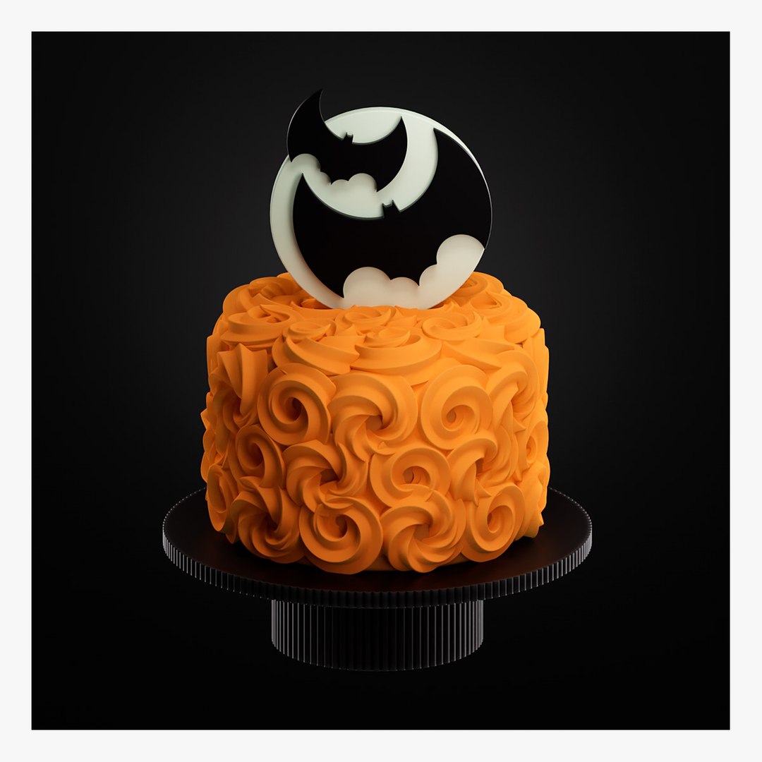 3D Halloween Cake With Bats Model - TurboSquid 2122646