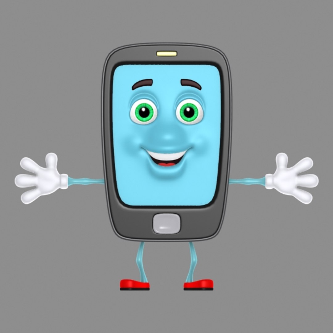 3d cartoon smartphone tablet