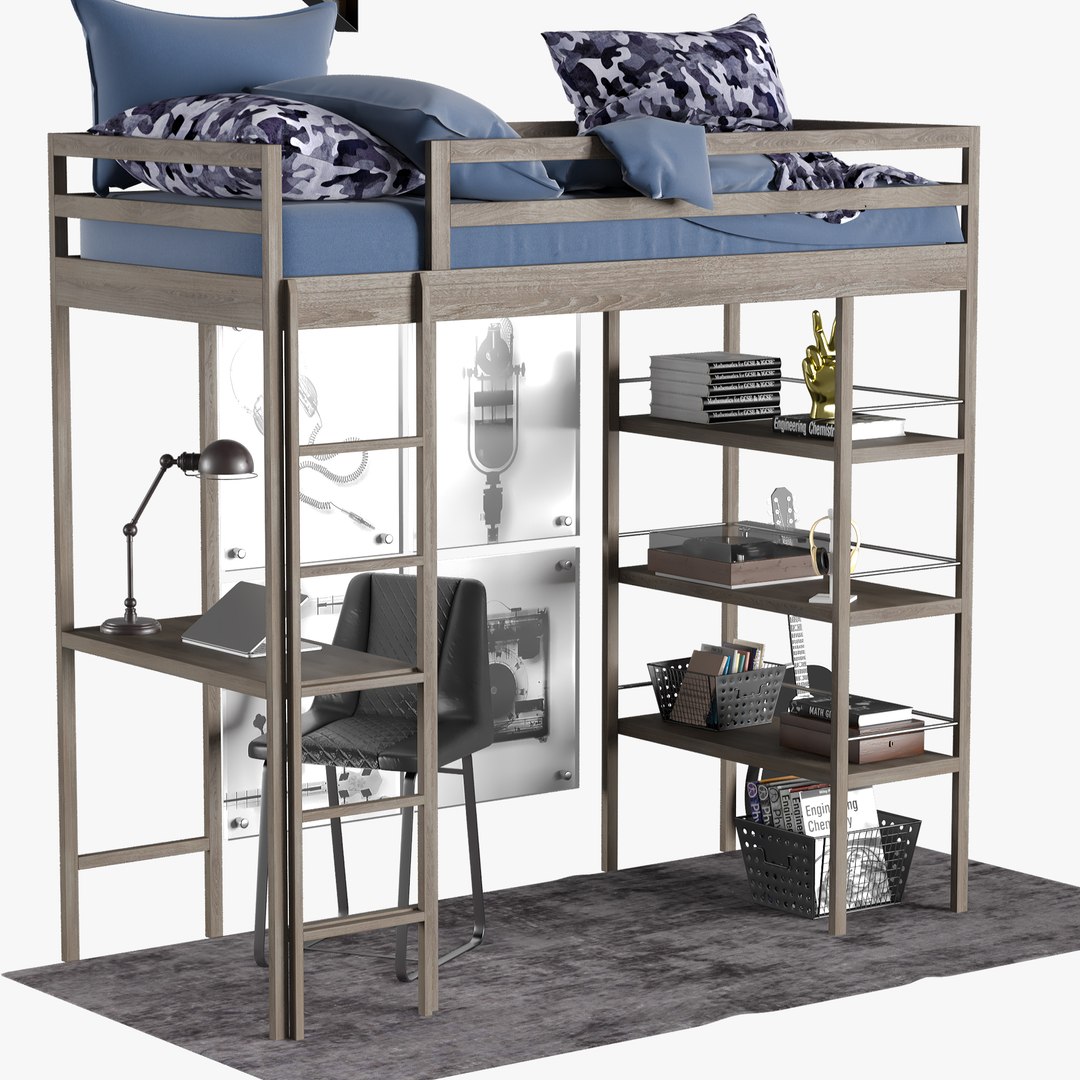 3D Kieran Study Loft Bed Model - TurboSquid 1338207