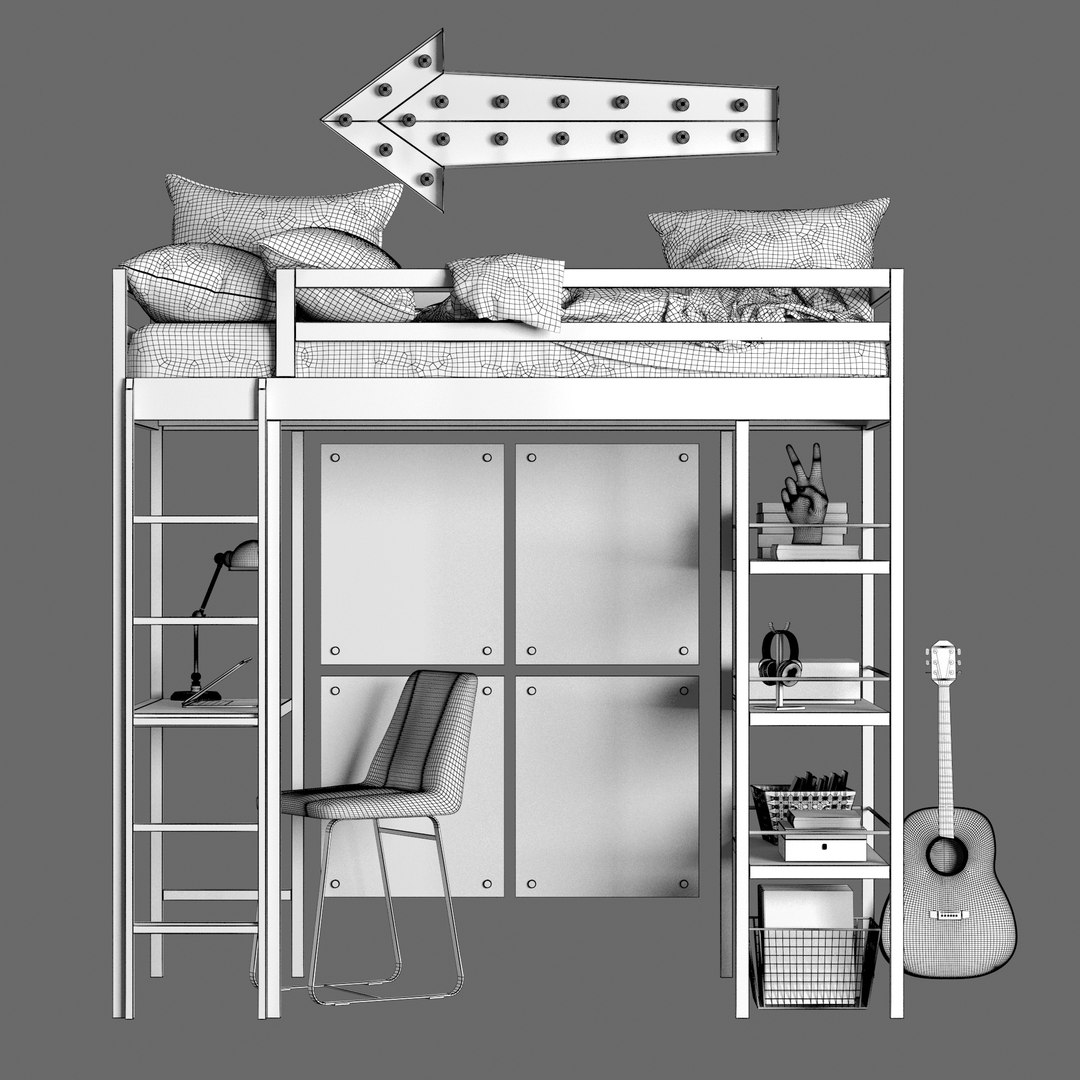 3D Kieran Study Loft Bed Model - TurboSquid 1338207