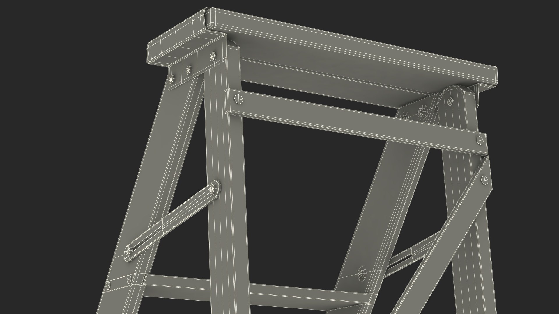 3D Vintage Wooden Step Ladder model - TurboSquid 2131574