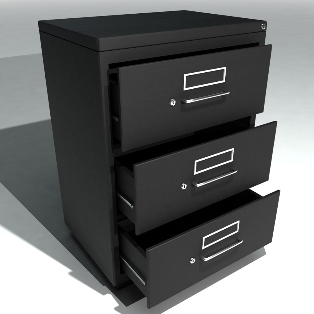 3d Model Set Wide Filing Cabinets