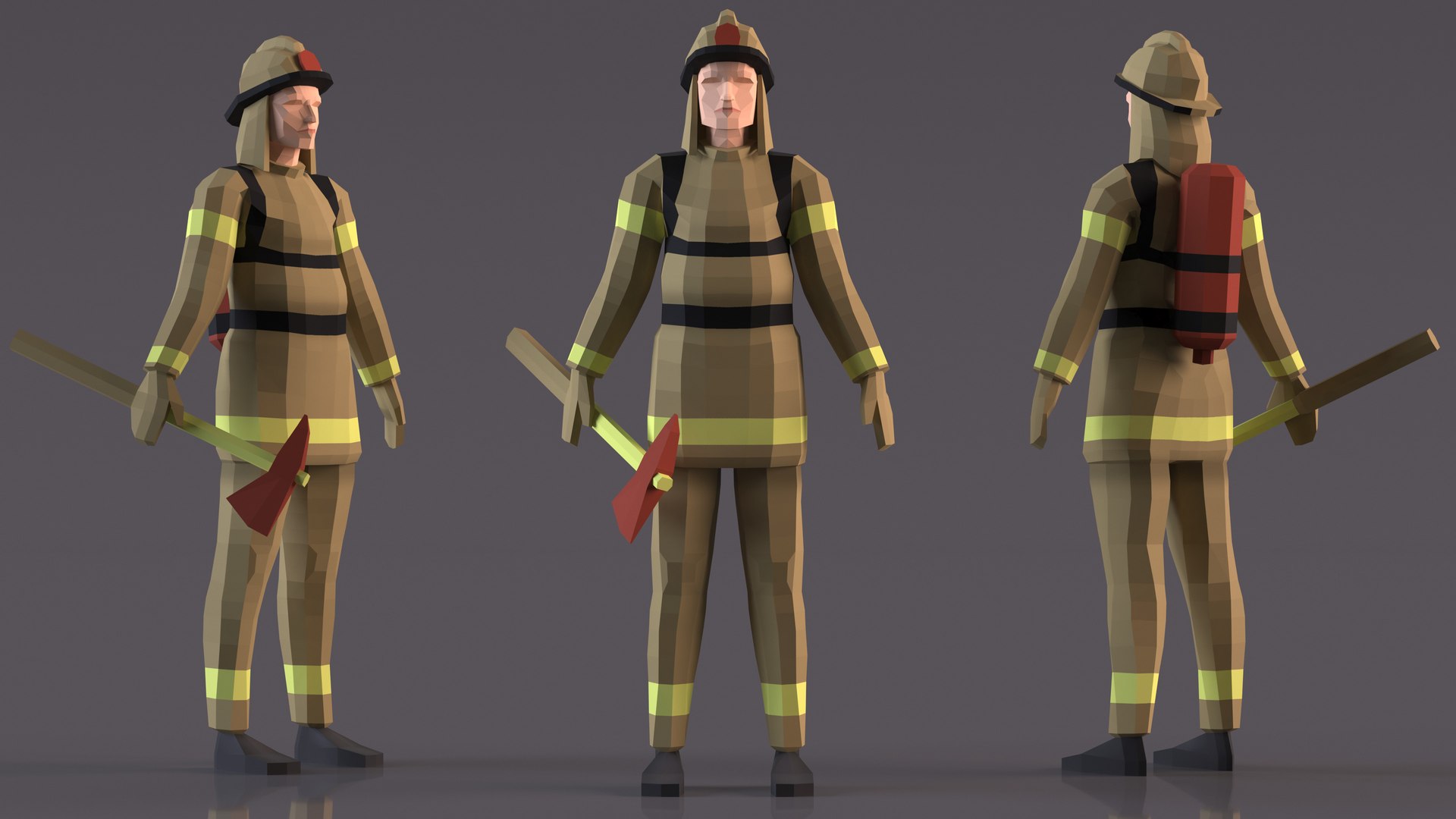 Low Poly Firefighter 3D model - TurboSquid 2183271