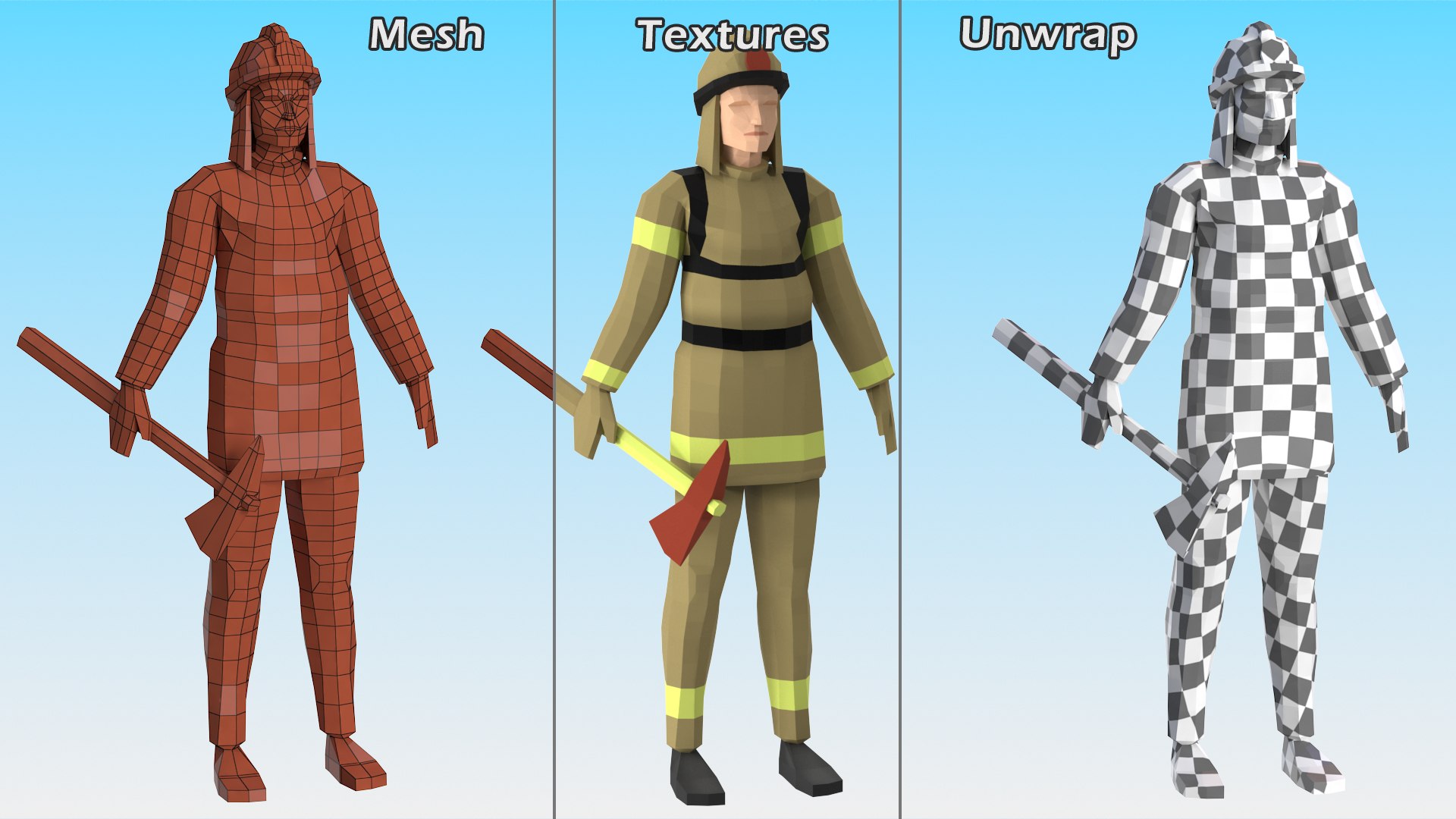 Low Poly Firefighter 3D model - TurboSquid 2183271