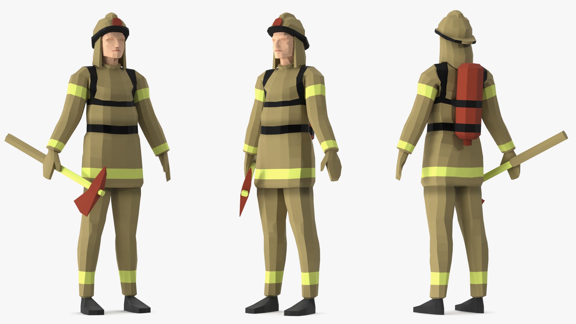 Low Poly Firefighter 3D model - TurboSquid 2183271