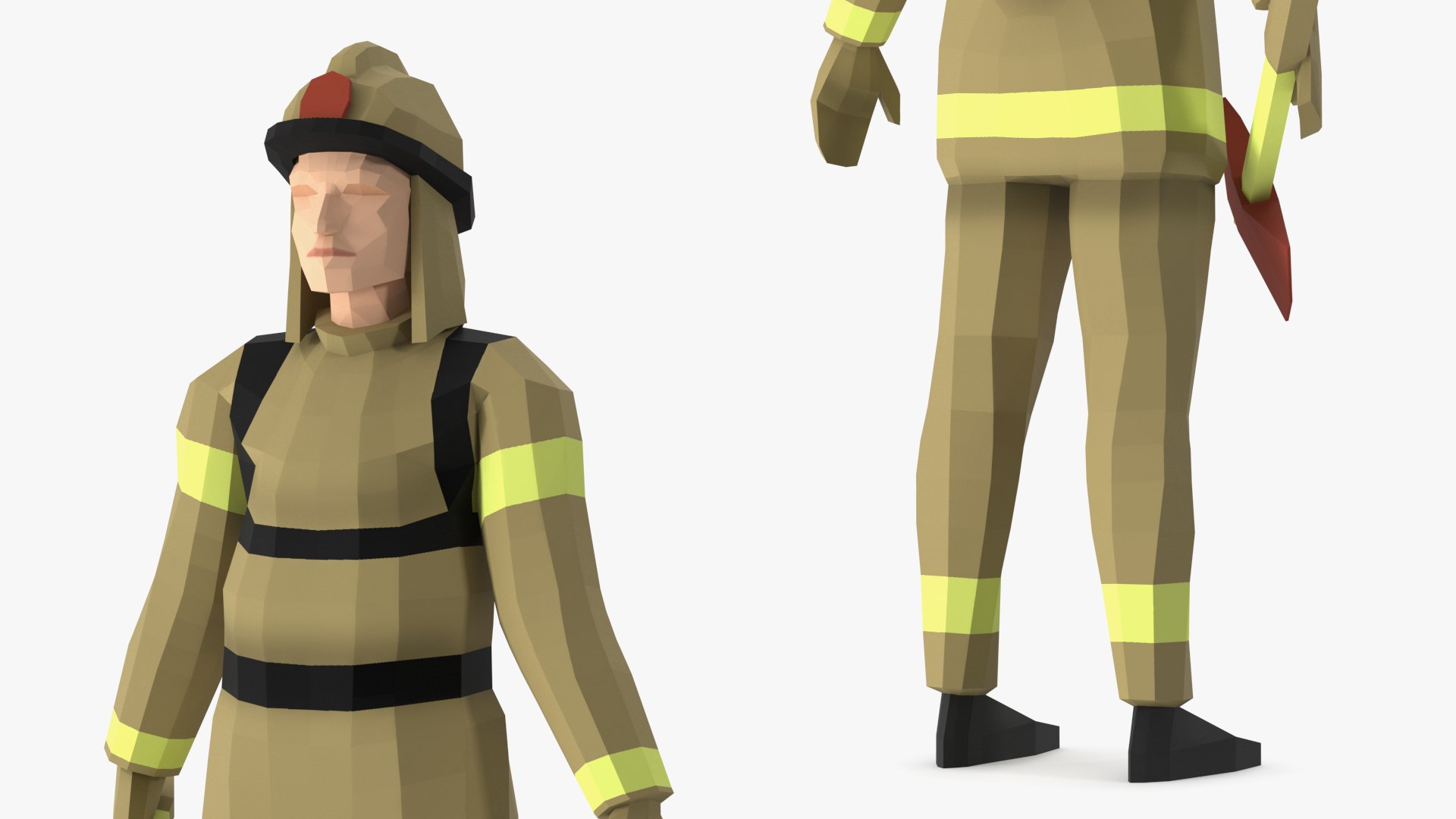 Low Poly Firefighter 3D model - TurboSquid 2183271