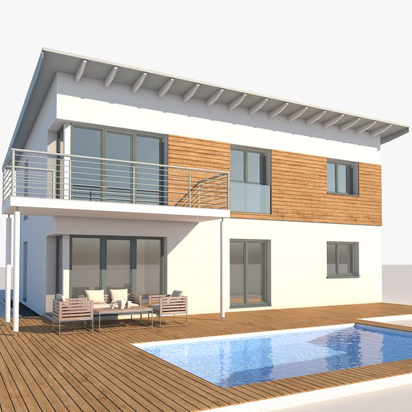 3d modern single family home model