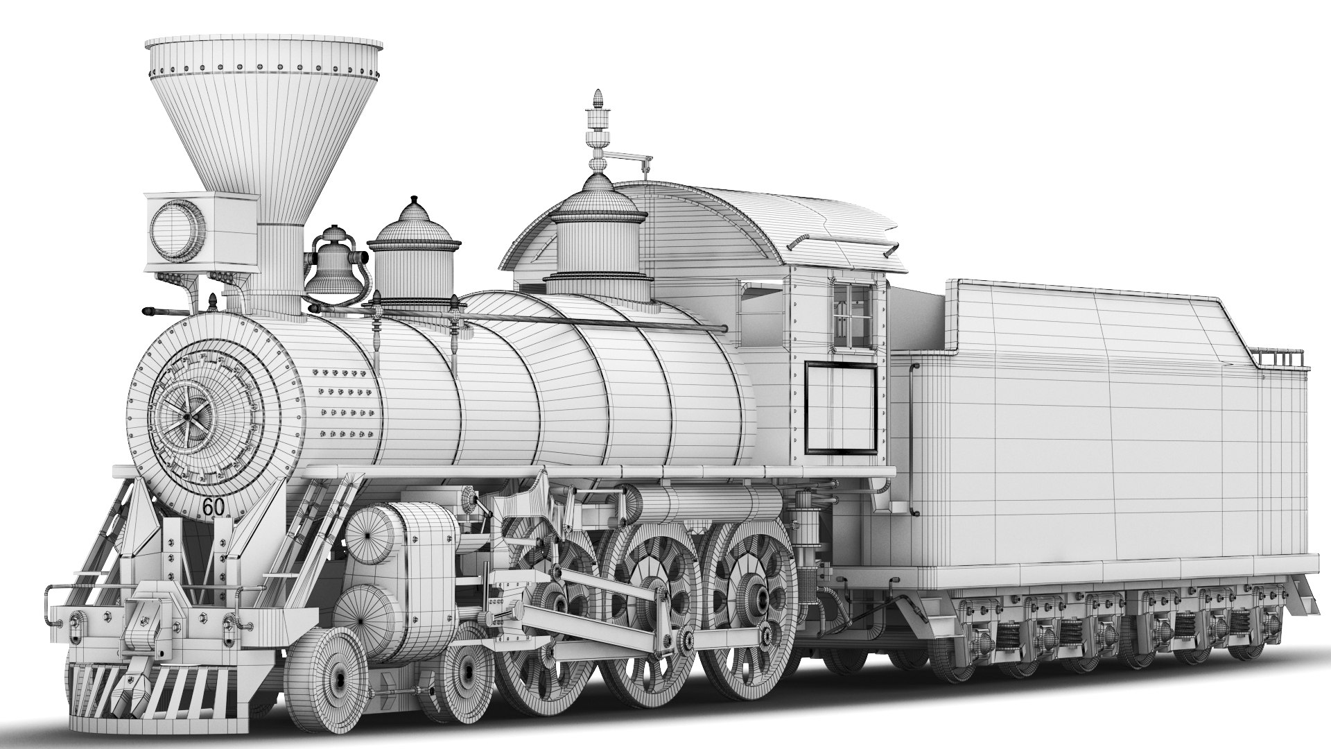 3D Detailed Locomotive Steam Train Front Car Model - TurboSquid 2411160