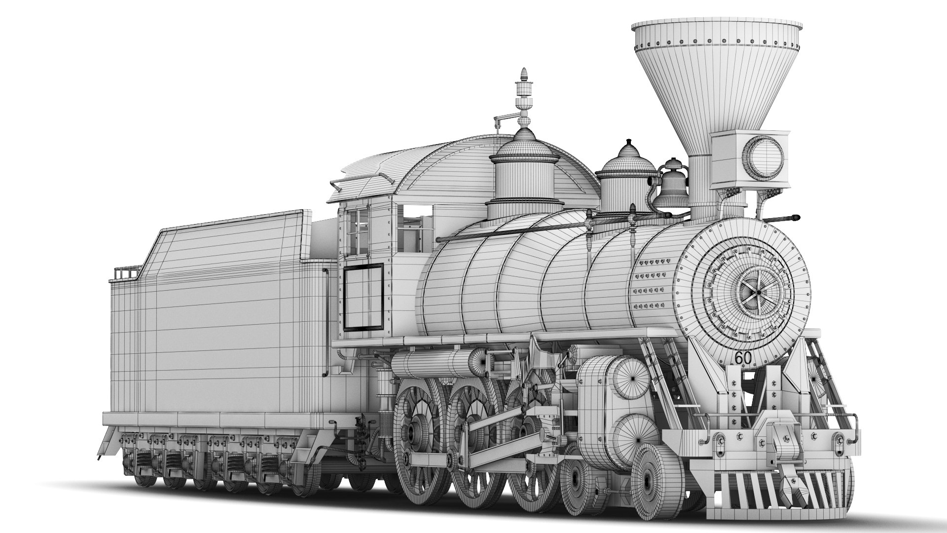 3D Detailed Locomotive Steam Train Front Car Model - TurboSquid 2411160