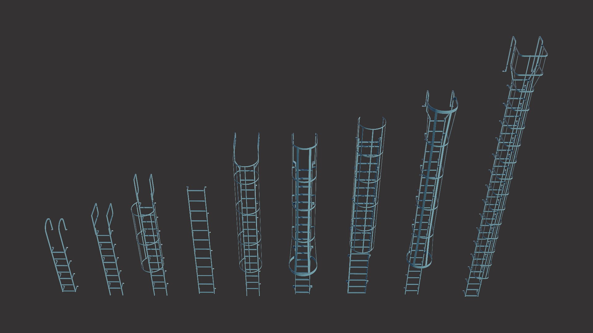 3D Ladders Model Pack - TurboSquid 1796125