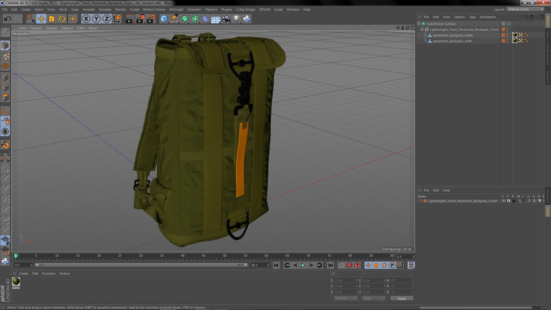 Lightweight Travel Parachute Backpack Green 3D model - TurboSquid 2084426