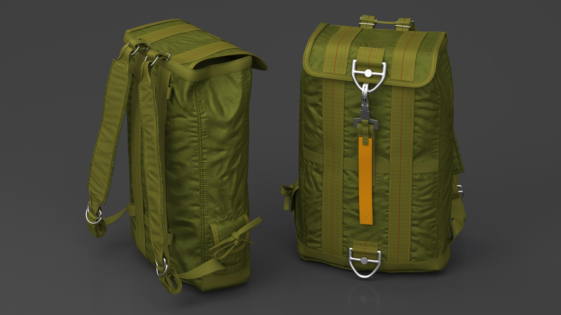 Lightweight Travel Parachute Backpack Green 3D model - TurboSquid 2084426