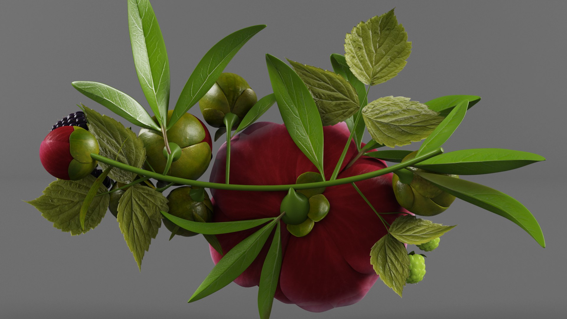 3D Red Floral Diadem - TurboSquid 2097200