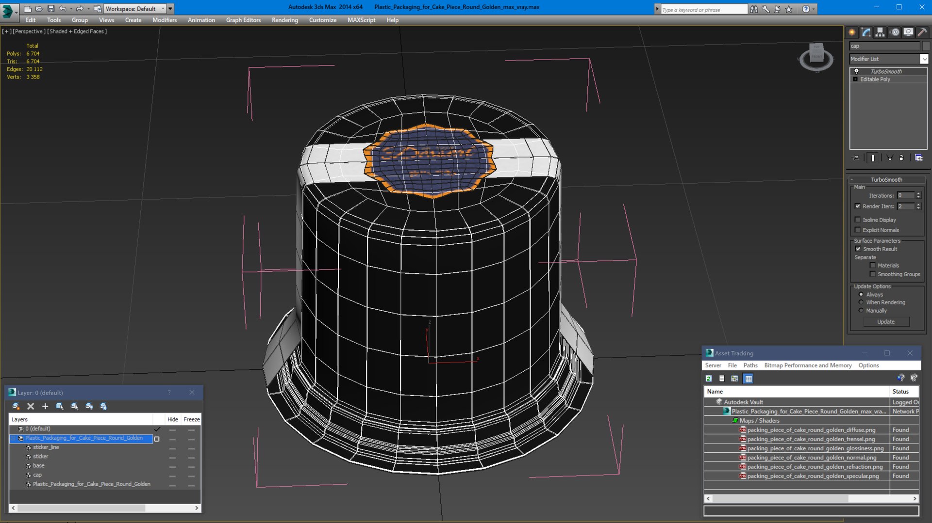 3D Plastic Packaging for Cake Piece Round Golden model - TurboSquid 1987655