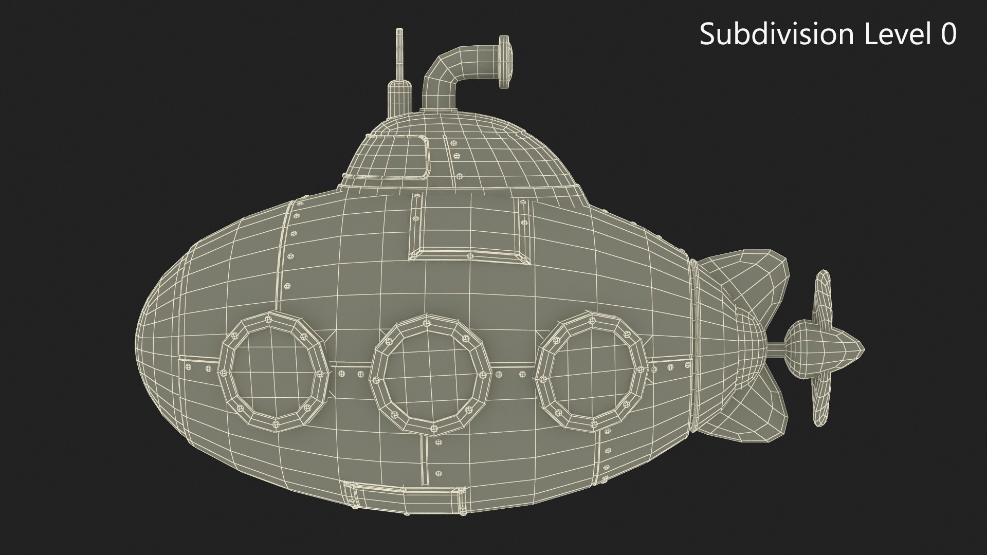 3D Cartoon Red Submarine Model - TurboSquid 2205572