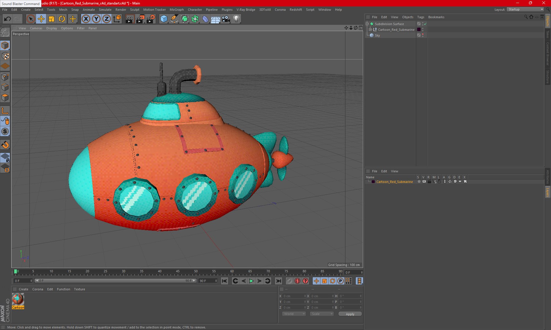 3D Cartoon Red Submarine Model - TurboSquid 2205572