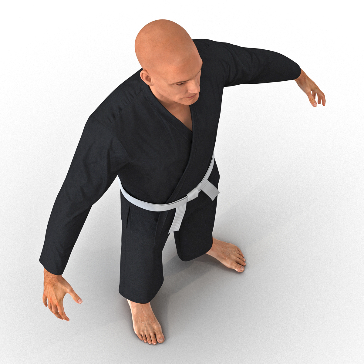 karate fighter black suit 3d model