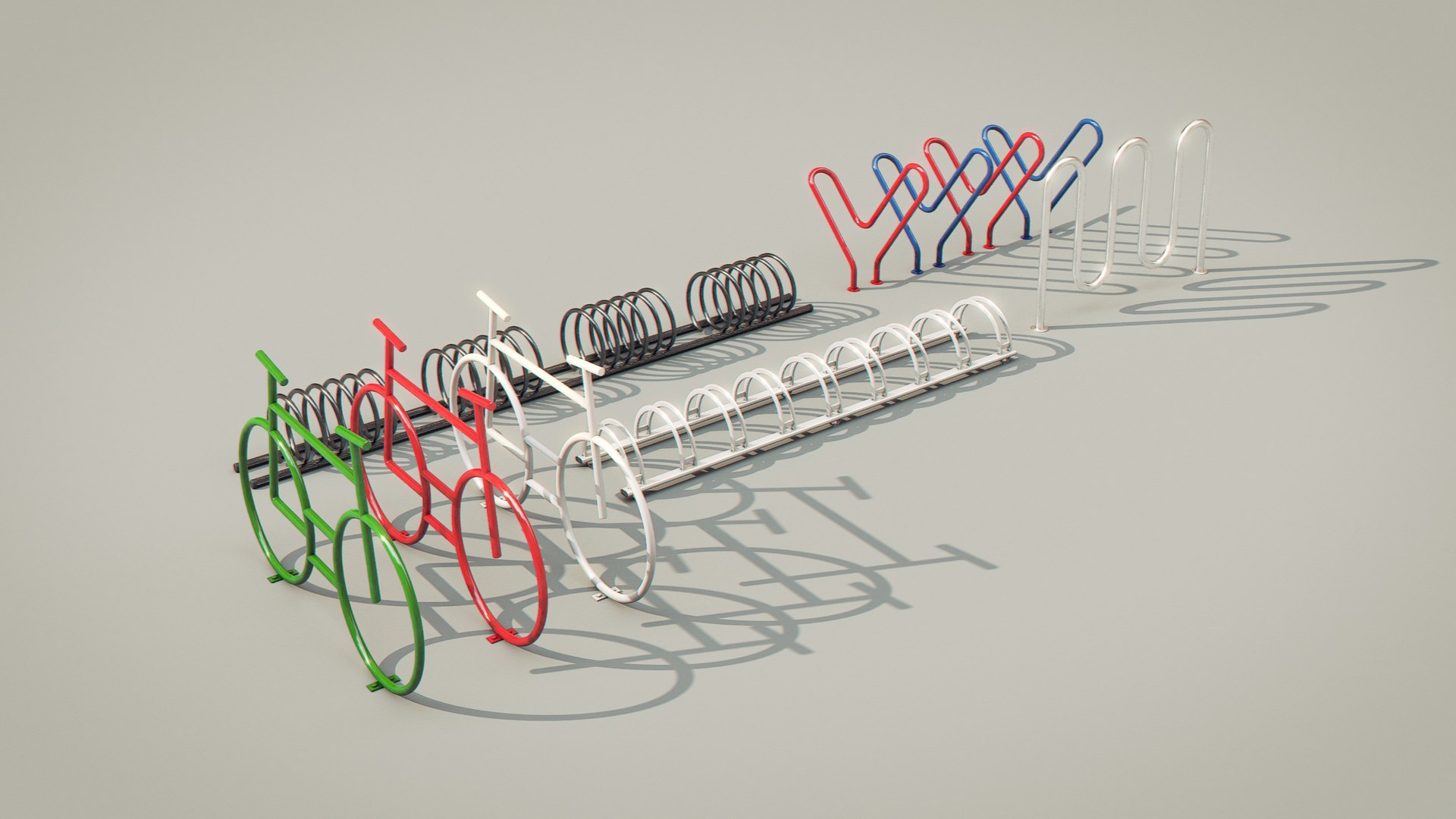 Bike Racks Set 3D Model - TurboSquid 1576933