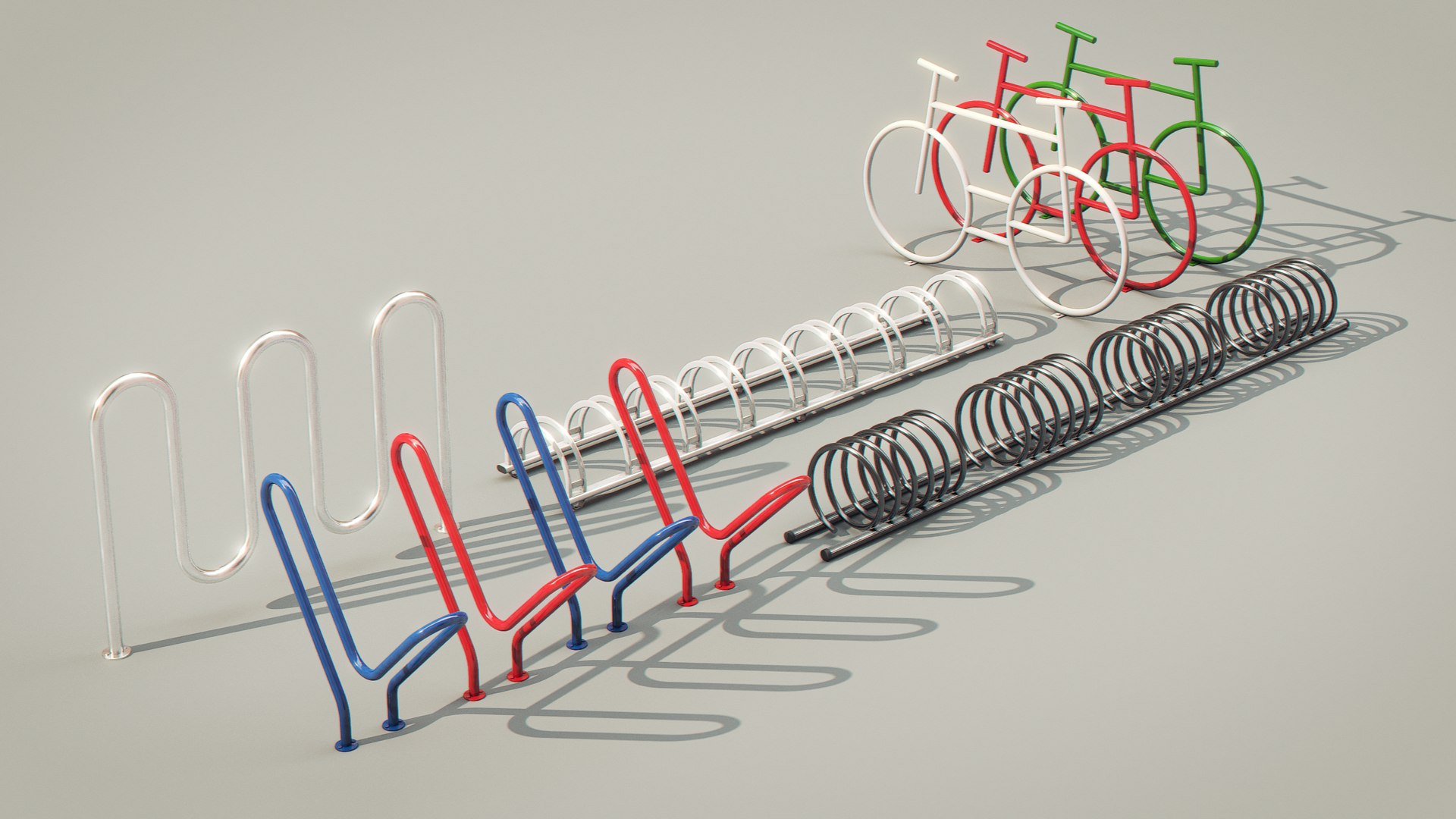 Bike Racks Set 3D Model - TurboSquid 1576933