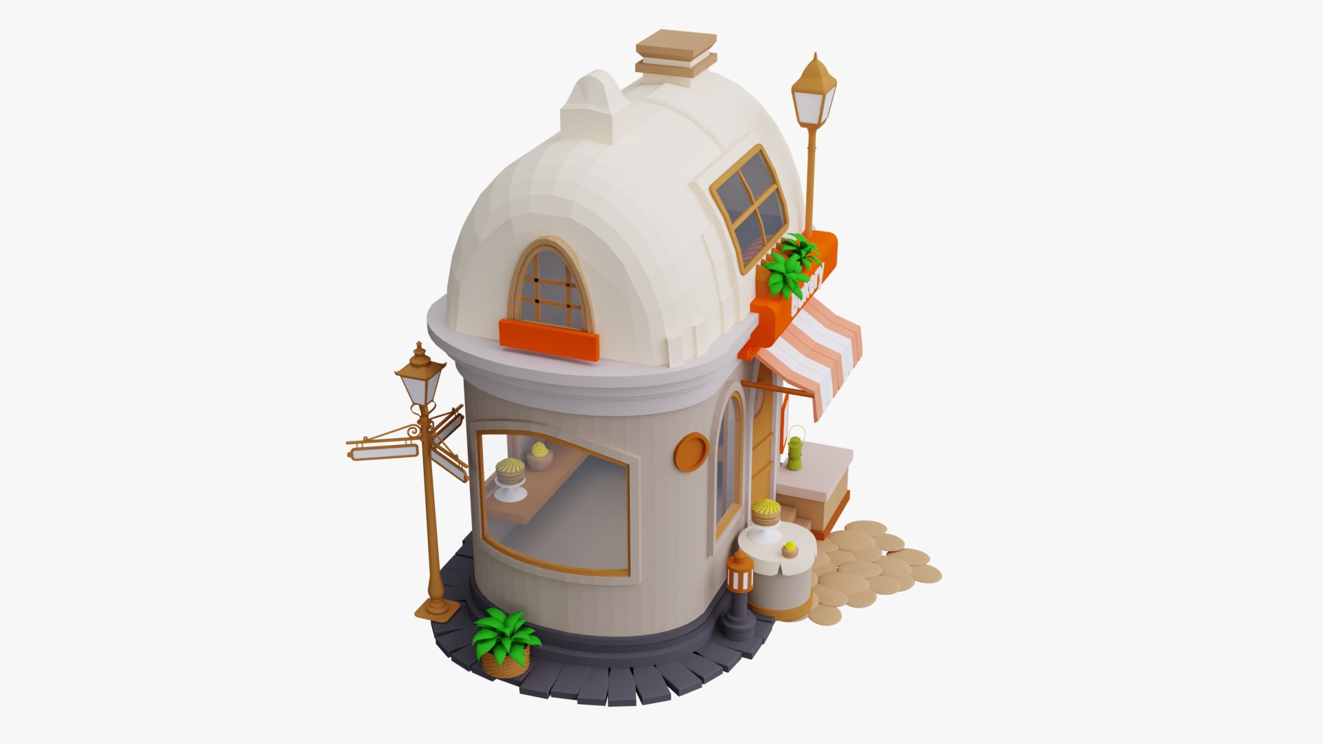 3D Model Low Poly Cartoon Bakery Building - TurboSquid 2240400