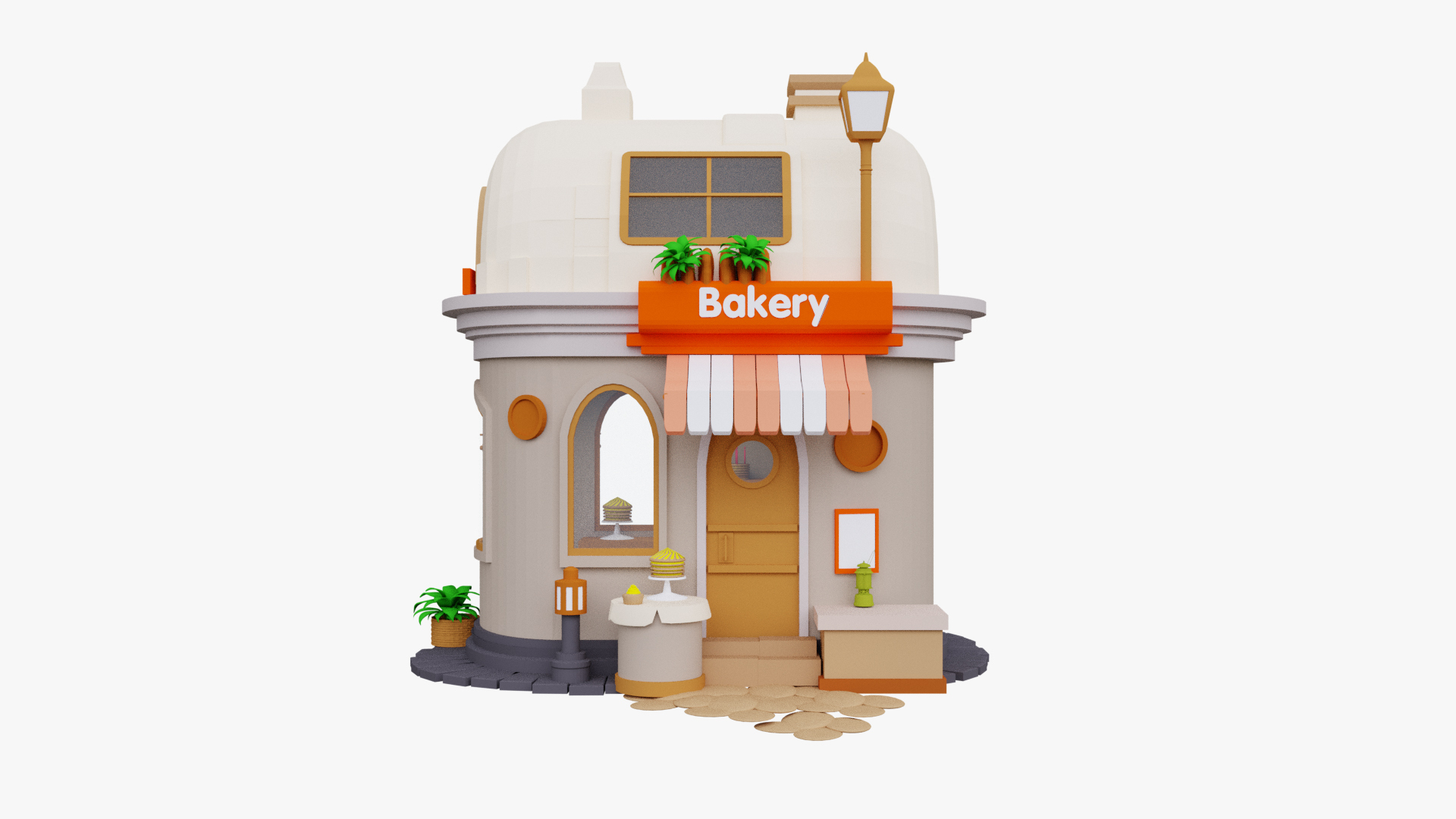 3D Model Low Poly Cartoon Bakery Building - TurboSquid 2240400