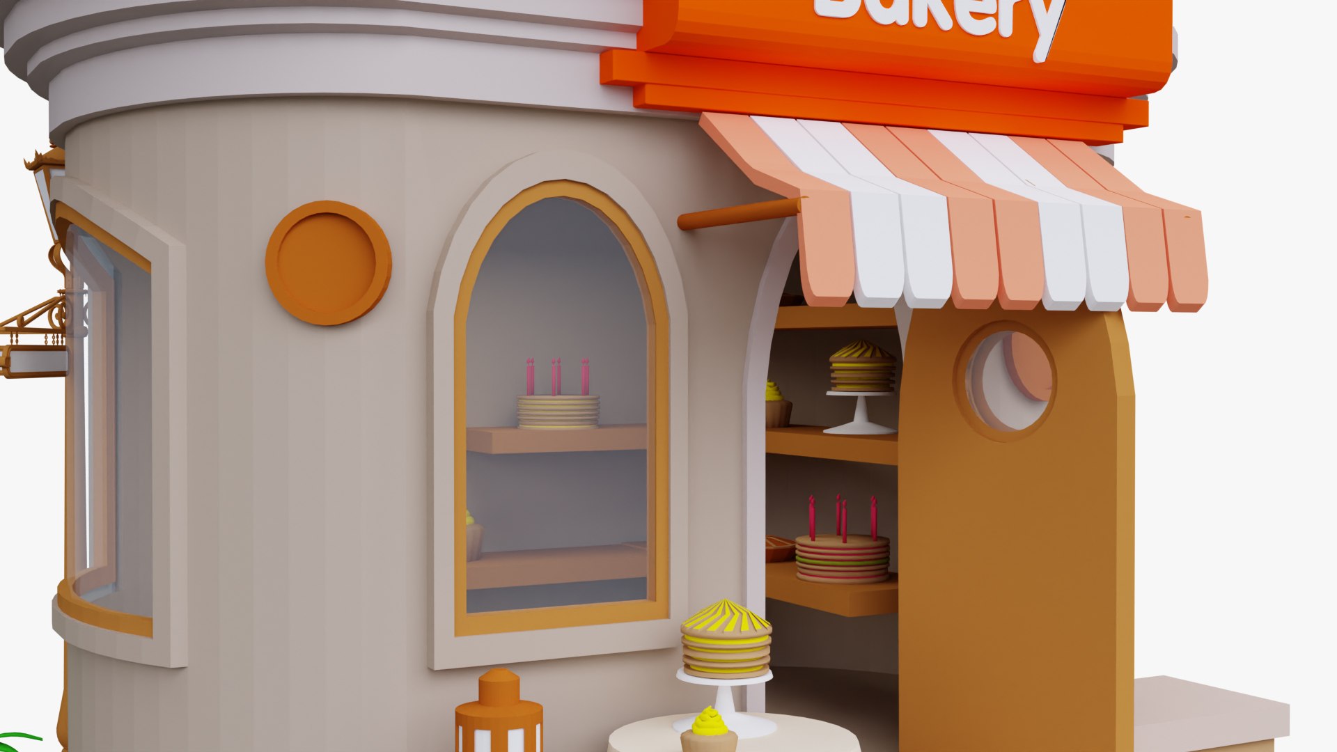 3D Model Low Poly Cartoon Bakery Building - TurboSquid 2240400