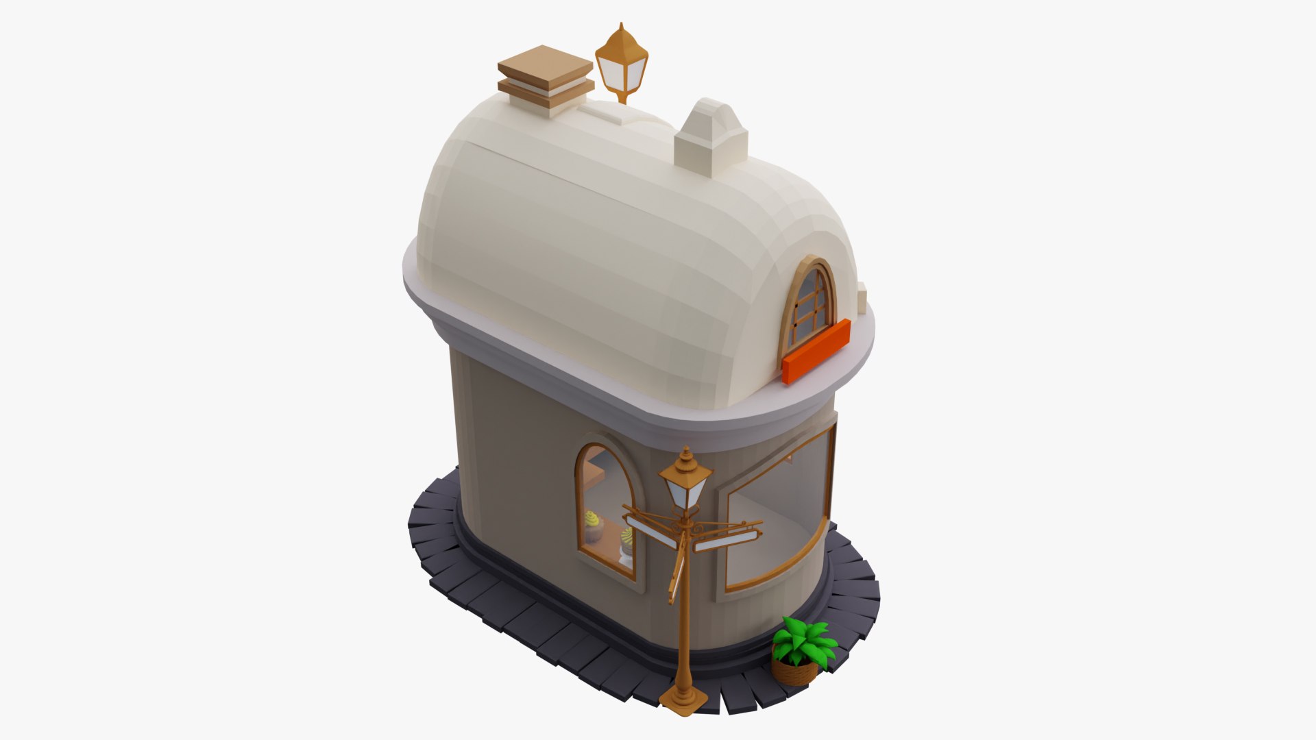 3D Model Low Poly Cartoon Bakery Building - TurboSquid 2240400