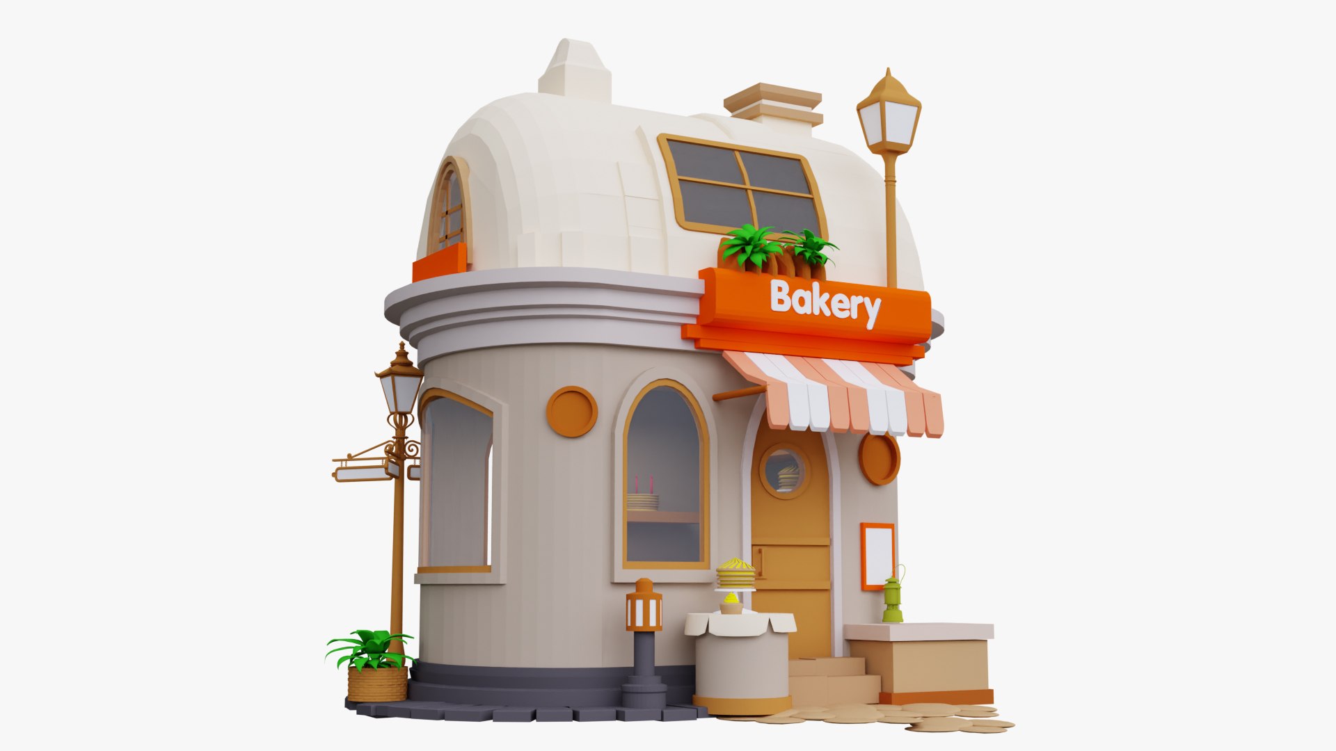 3D Model Low Poly Cartoon Bakery Building - TurboSquid 2240400