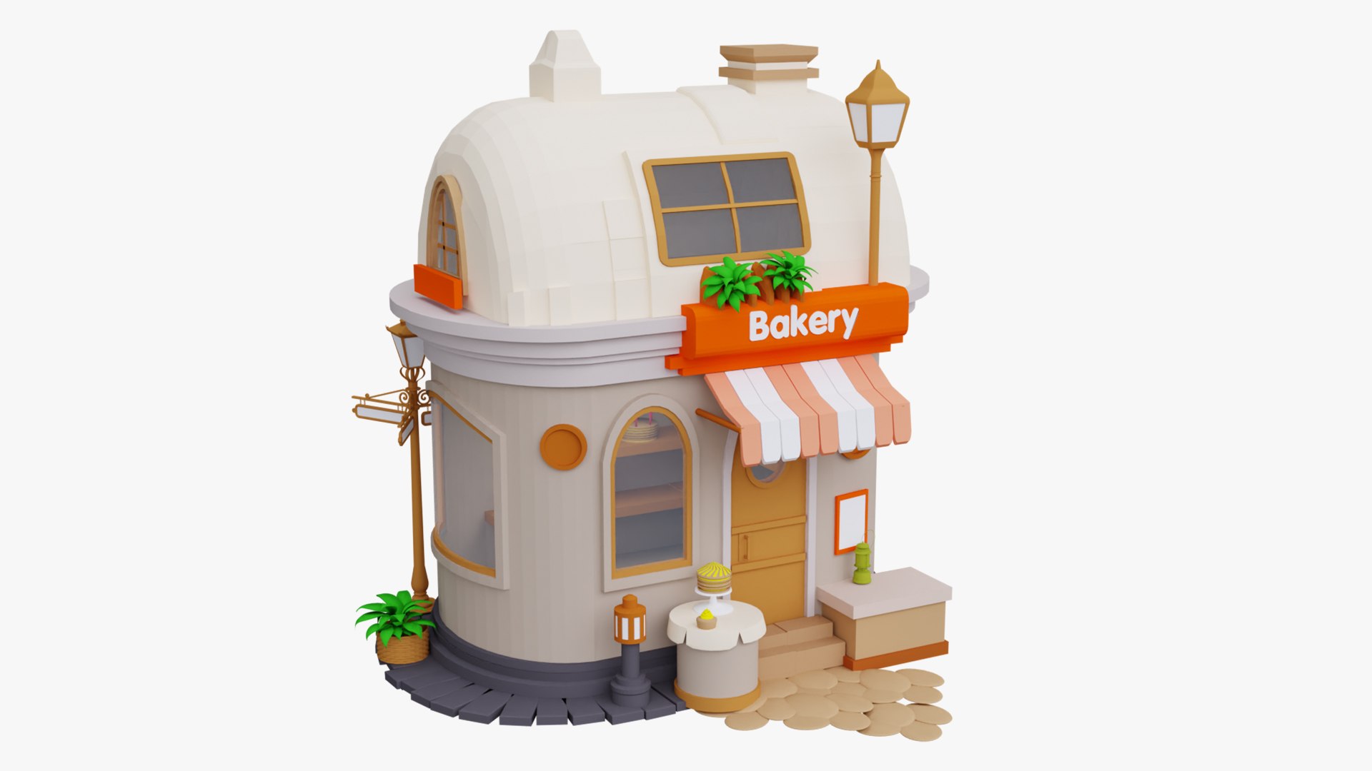 3D Model Low Poly Cartoon Bakery Building - TurboSquid 2240400