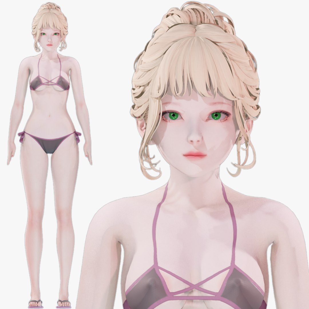 3D Bikini 0006 - UE5 - Unity - Blender - Animated - Realistic Female Character Model ...