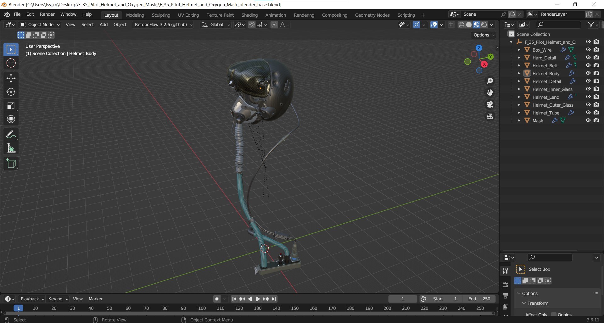 3D F-35 Pilot Helmet And Oxygen Mask - TurboSquid 2378834