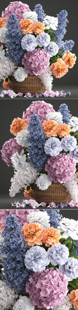3D Model General Bouquet Flowers Basket - TurboSquid 1364940