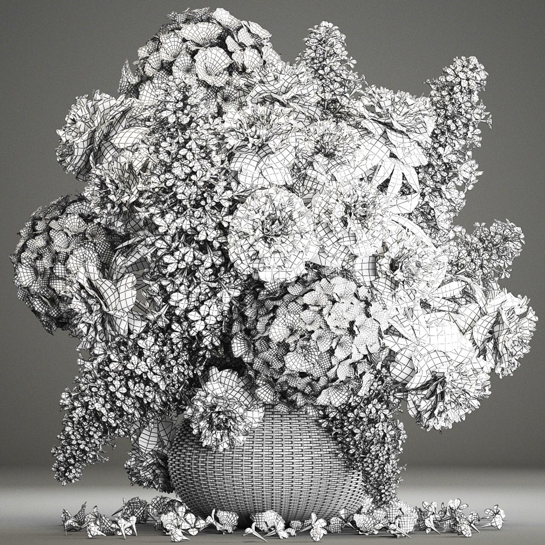 3D Model General Bouquet Flowers Basket - TurboSquid 1364940