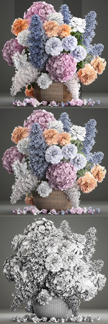3D Model General Bouquet Flowers Basket - TurboSquid 1364940