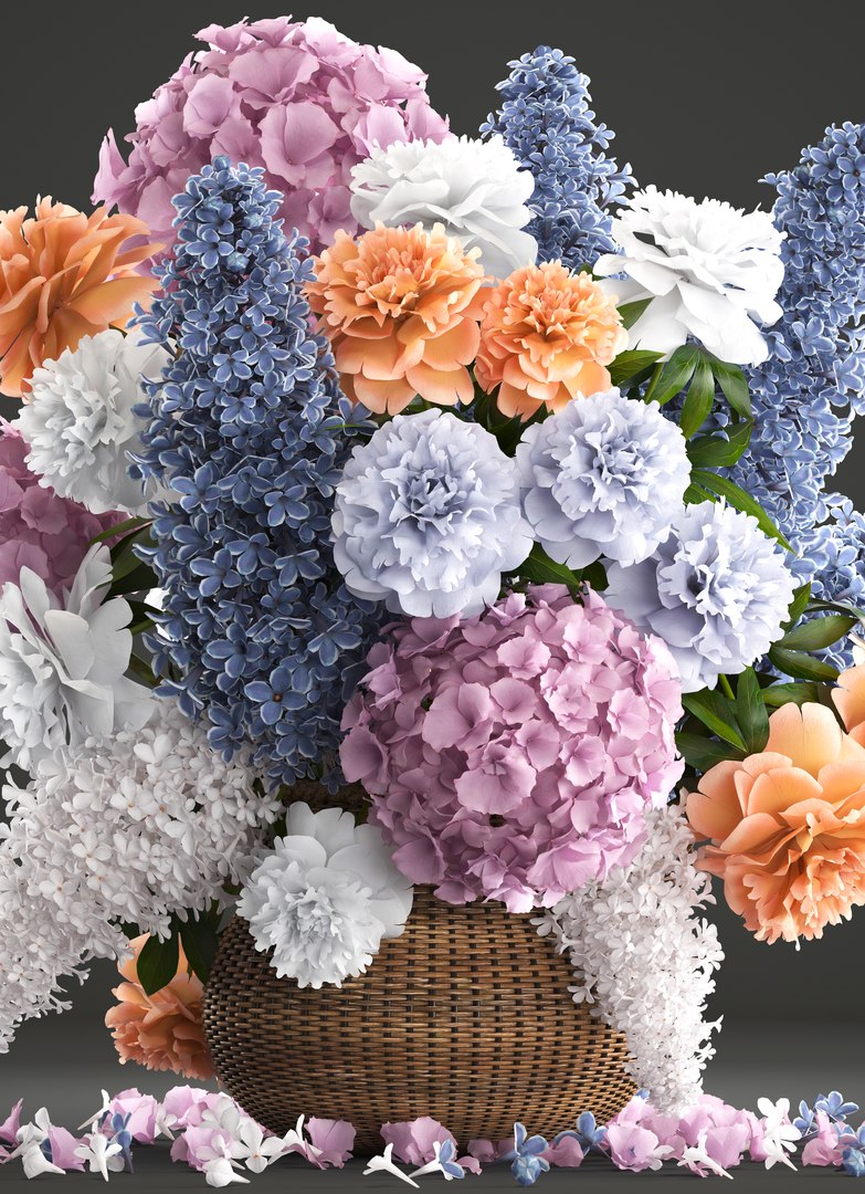 3D Model General Bouquet Flowers Basket - TurboSquid 1364940