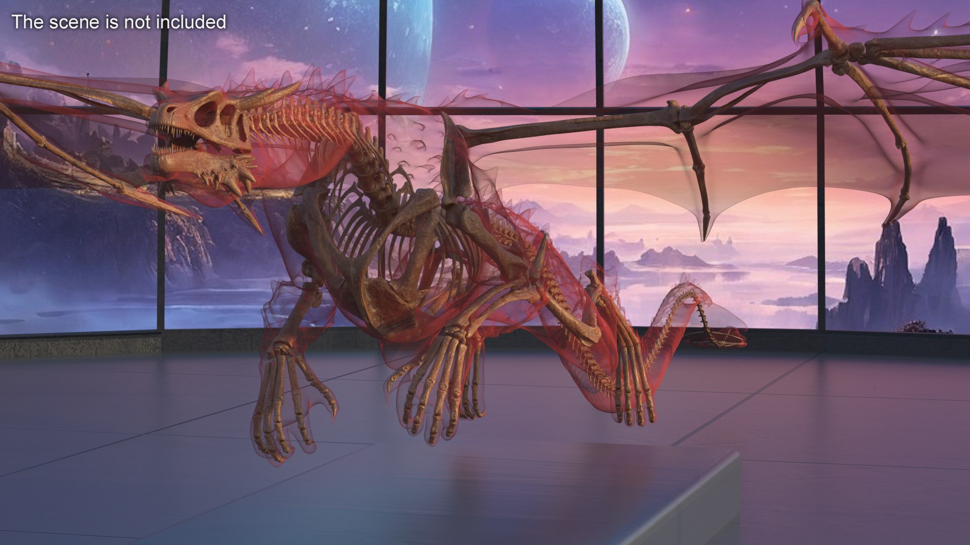3D Model Petrified Skeleton Dragon In Transparent Shell - TurboSquid ...